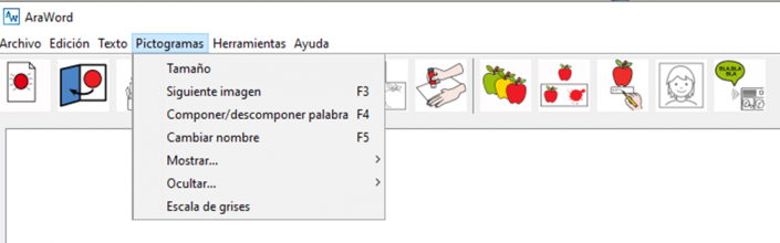 AraWord – 6 – Pictograms Menu – Aula abierta de ARASAAC