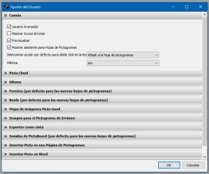 Picto Selector – 16 – User Settings – Aula abierta de ARASAAC