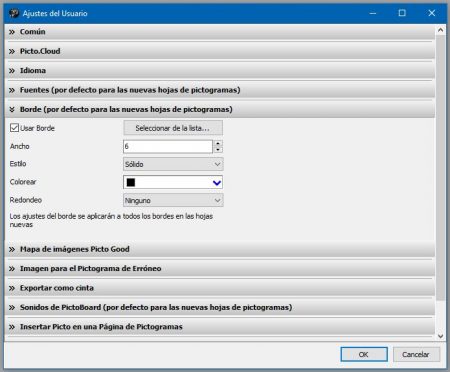 Picto Selector – 16 – User Settings – Aula abierta de ARASAAC