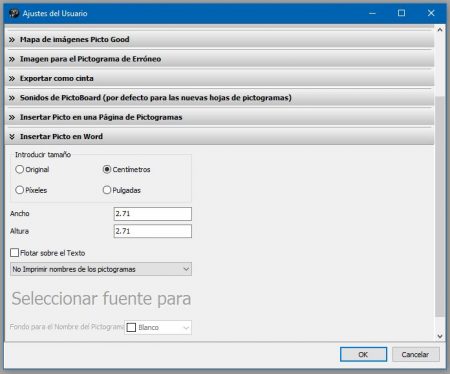 Picto Selector – 16 – User Settings – Aula abierta de ARASAAC