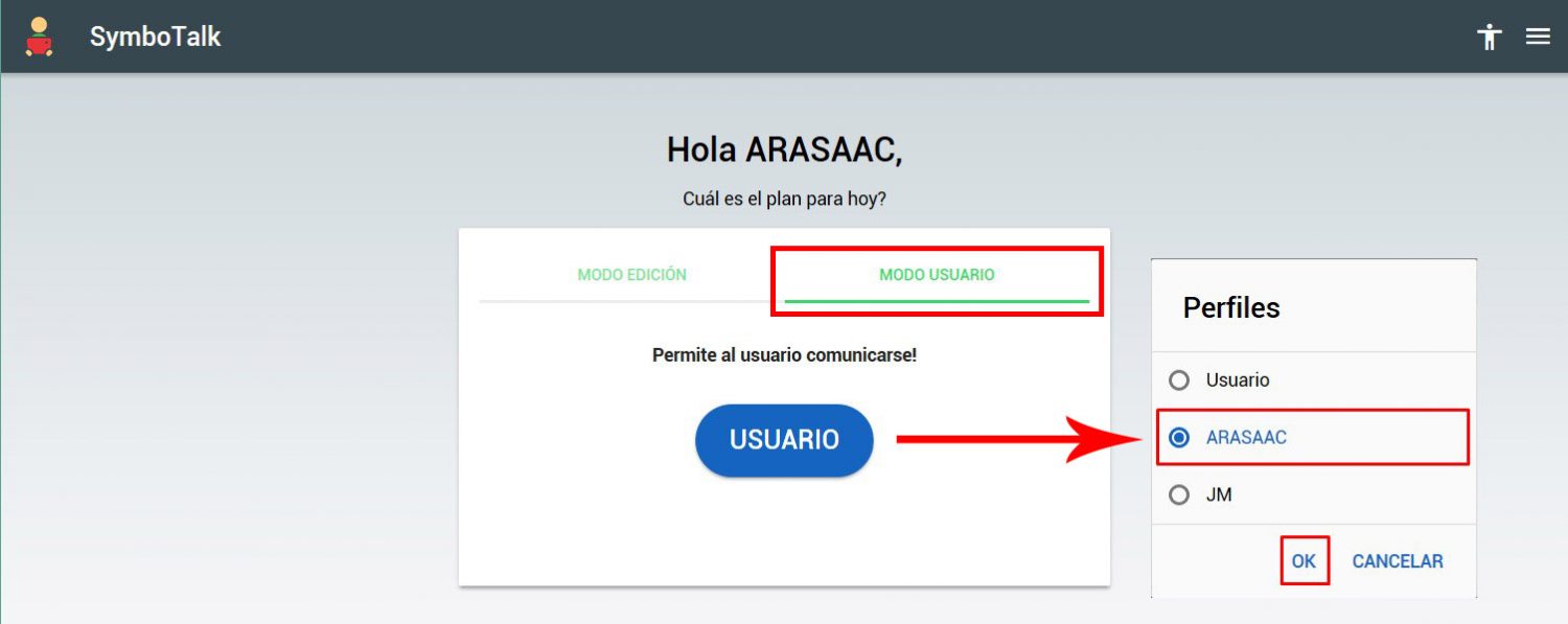 Symbotalk – 8 – Profile Management – Aula abierta de ARASAAC