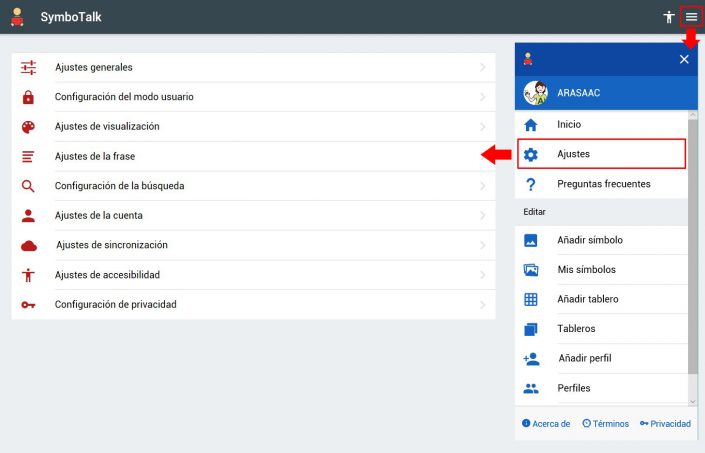Symbotalk – 9 – SymboTalk Settings – Aula abierta de ARASAAC