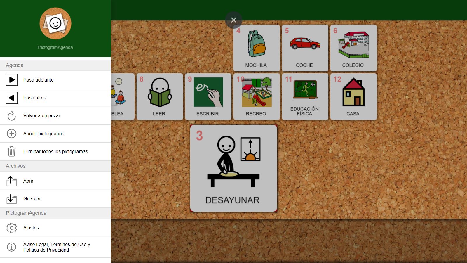 PictogramAgenda – 0 – Home – Aula abierta de ARASAAC