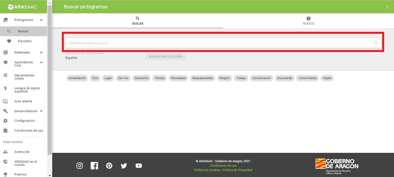 Tutorial 3 – ARASAAC Website – Pictogram Search – Search Box - Aula ...
