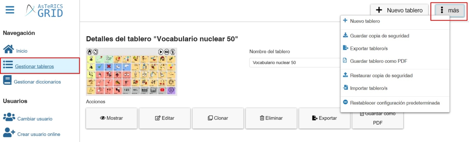 AsTeRICS Grid Communicator – 17 – Manage grids and backups - Aula abierta de ARASAAC